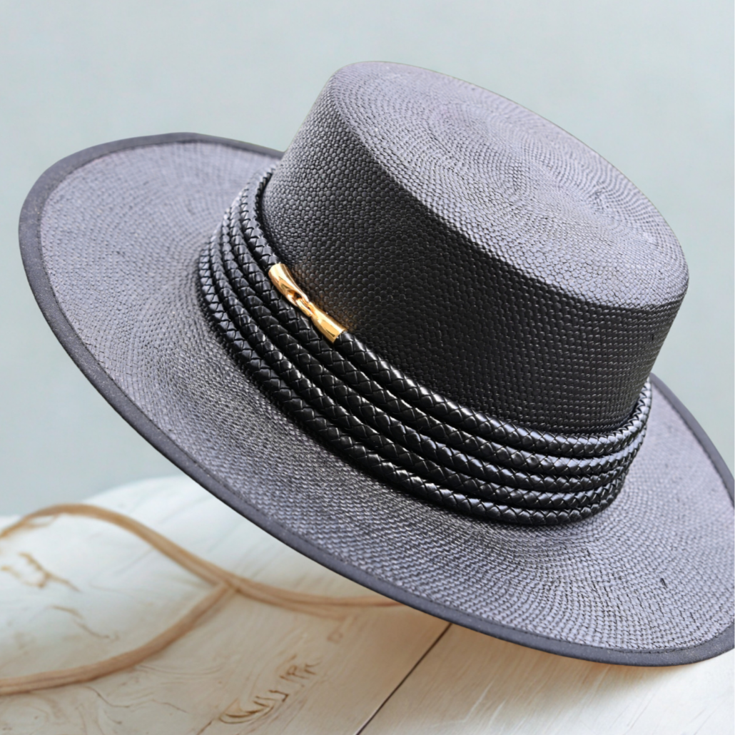 Black Boater Hat | Sandy Bottom Swimwear